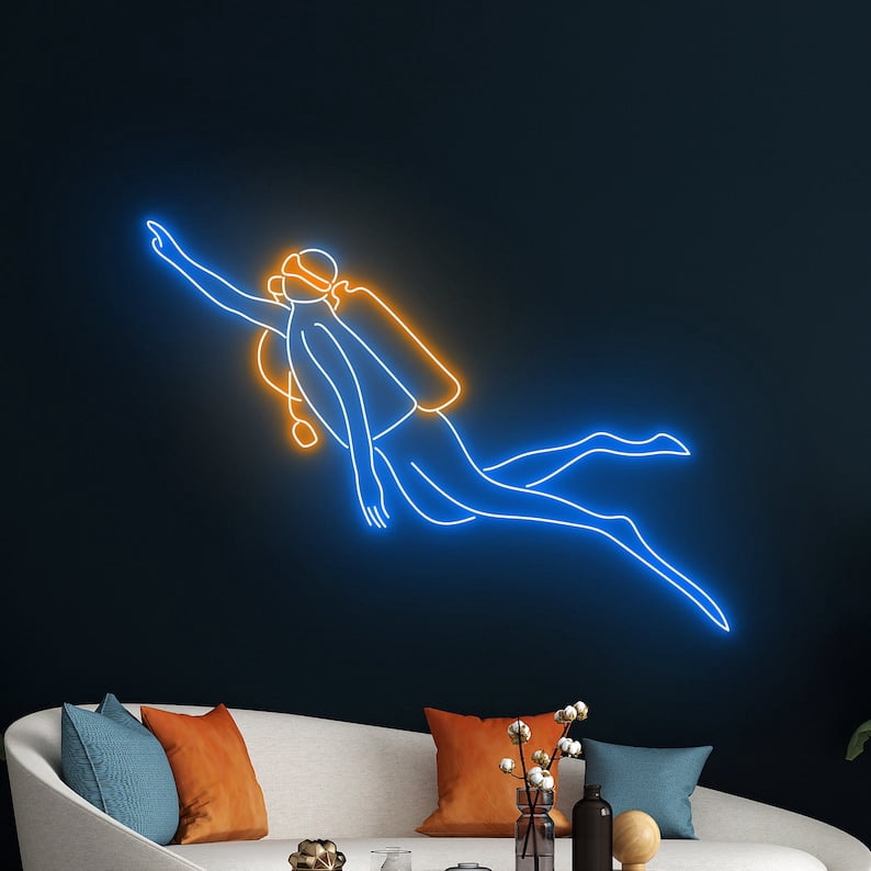 Handmadetneonsign Scuba Diver Wall Art, Scuba Diver Wall Decor, Diving ...