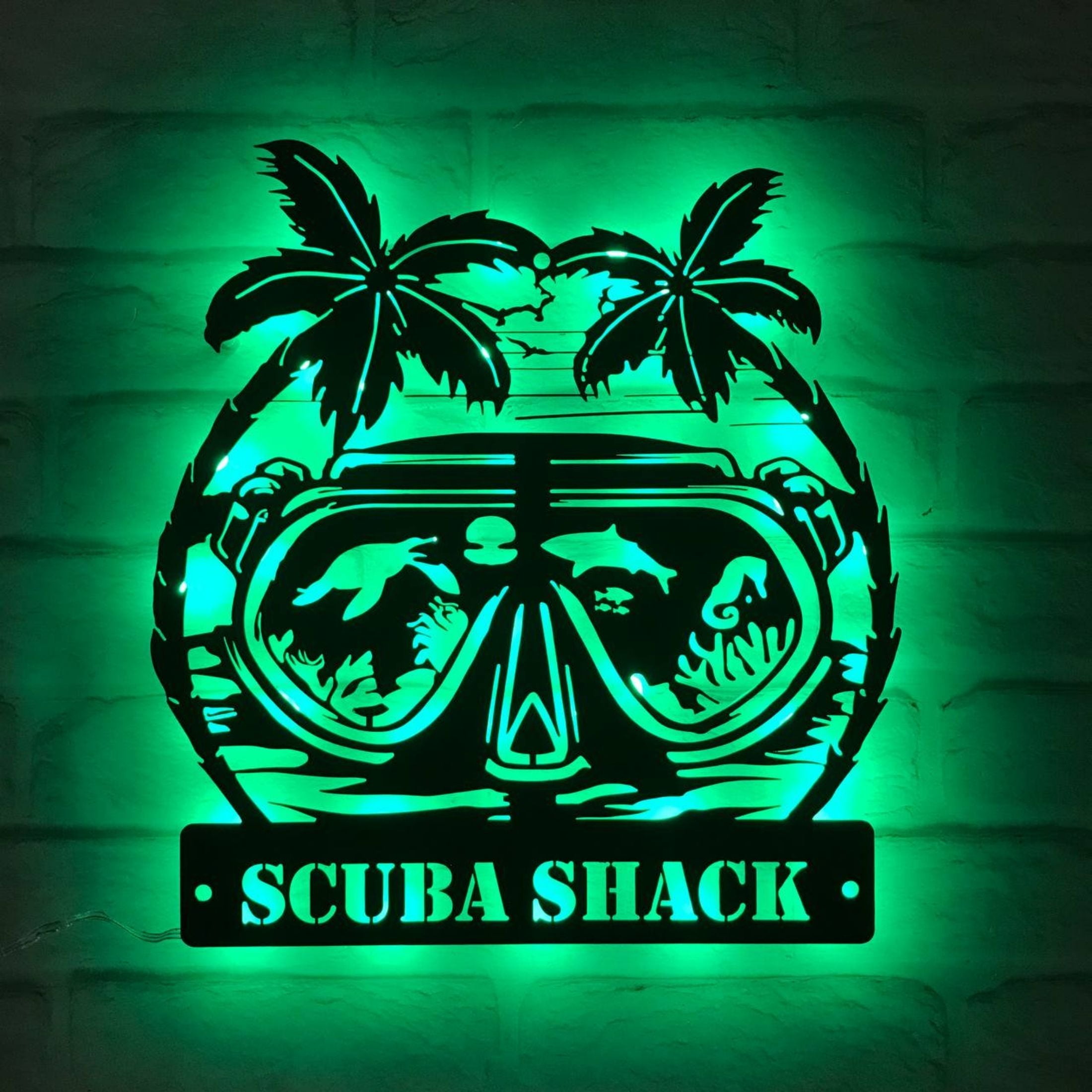 Handmadetneonsign Scuba Diving Mask Metal Wall Art Light, Scuba Diver ...