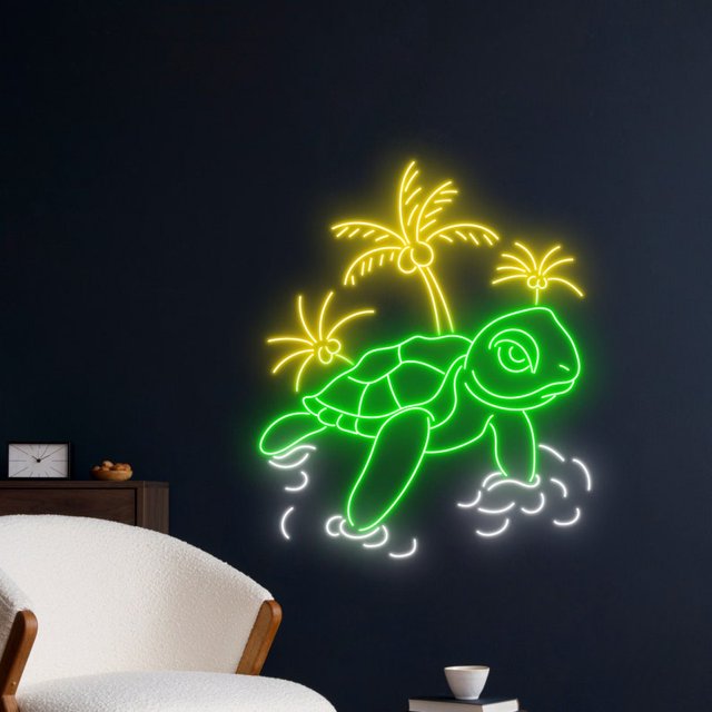 Handmadetneonsign Sea Turtle Neon Sign, Marine Turtle Neon Led Art ...