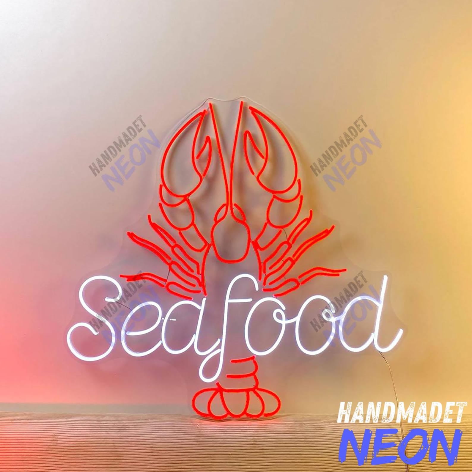 Handmadetneonsign Seafood Bar Neon Sign, Fresh Seafood Restaurant LED ...