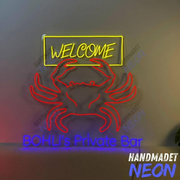 Handmadetneonsign Seafood Bar Neon Sign, Seafood Restaurant Decor, Crab ...