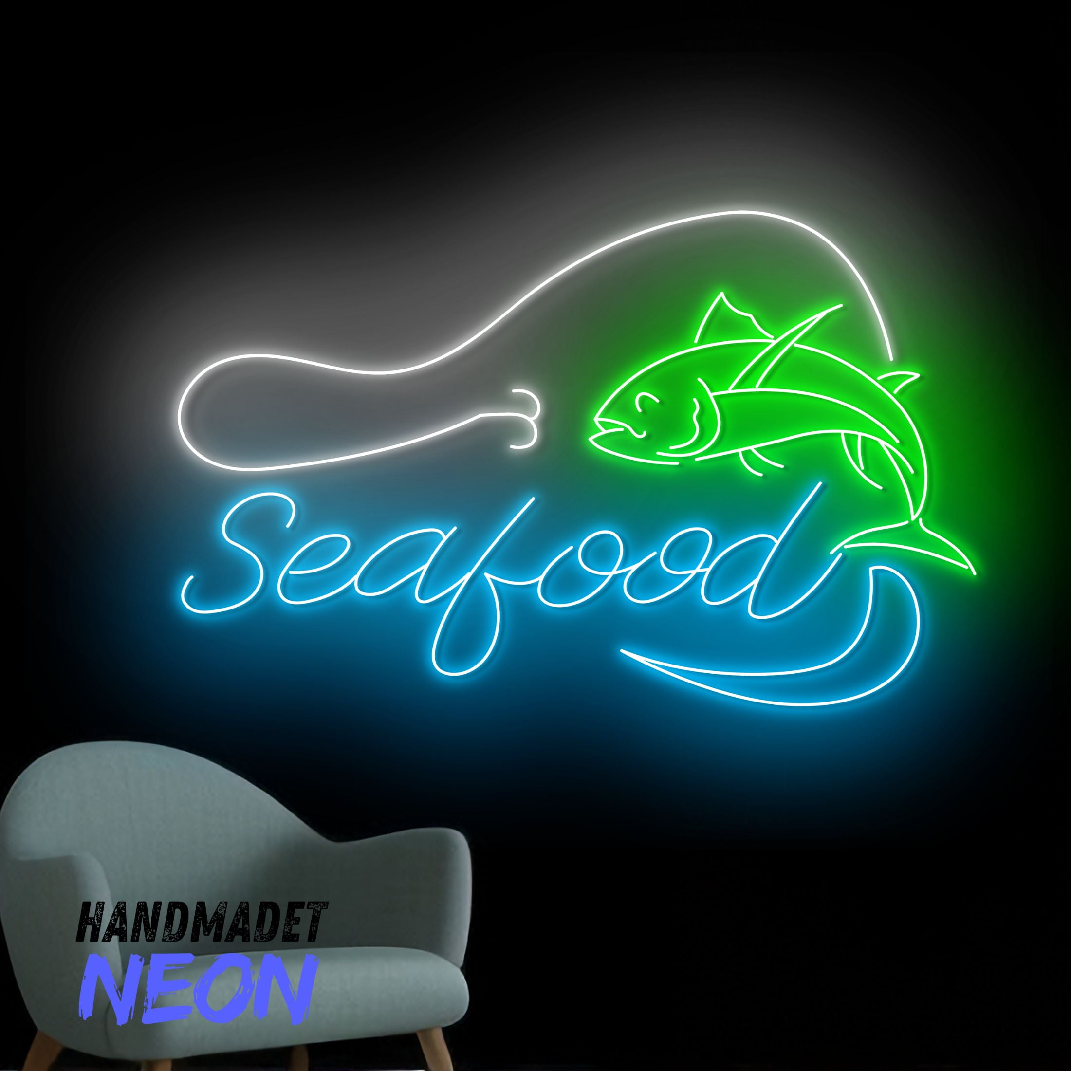 Handmadetneonsign Seafood Neon Sign, Seafood Fishing Led Sign, Fishing ...