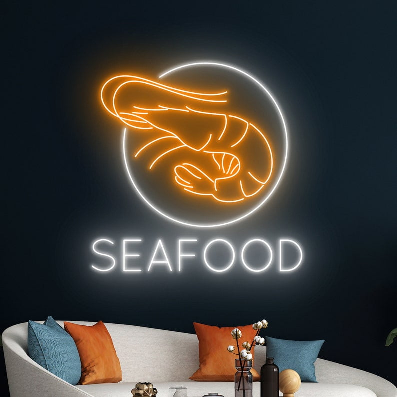 Handmadetneonsign Seafood Shrimp Neon Sign, Sea Food Led Sign, Shrimp ...