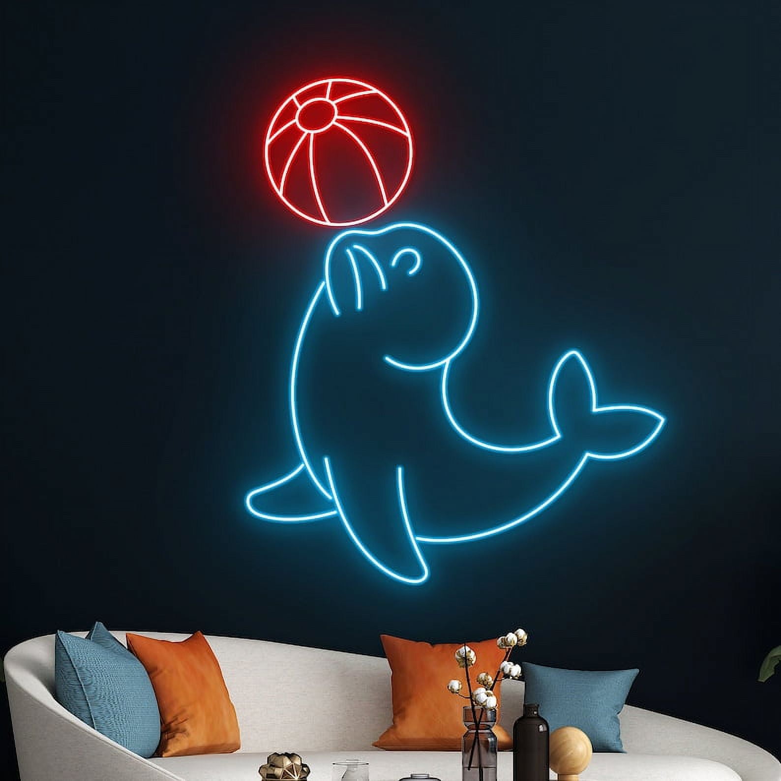 Handmadetneonsign Seal Playing Ball Neon Sign, Seal Balancing Ball Led ...