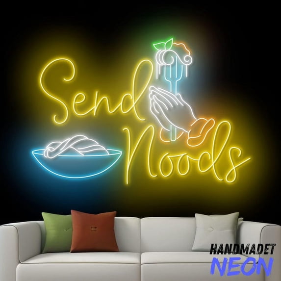 Handmadetneonsign Send Noods Praying Hand Spaghetti Neon Sign ...