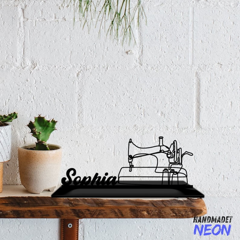 Handmadetneonsign Sewing Machine Table Decor, Tailor Metal Shelf Decor ...