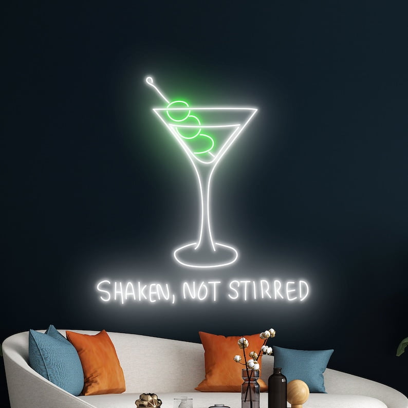 Handmadetneonsign Shaken Not Stirred Martini Led Sign, Shaken Martini ...