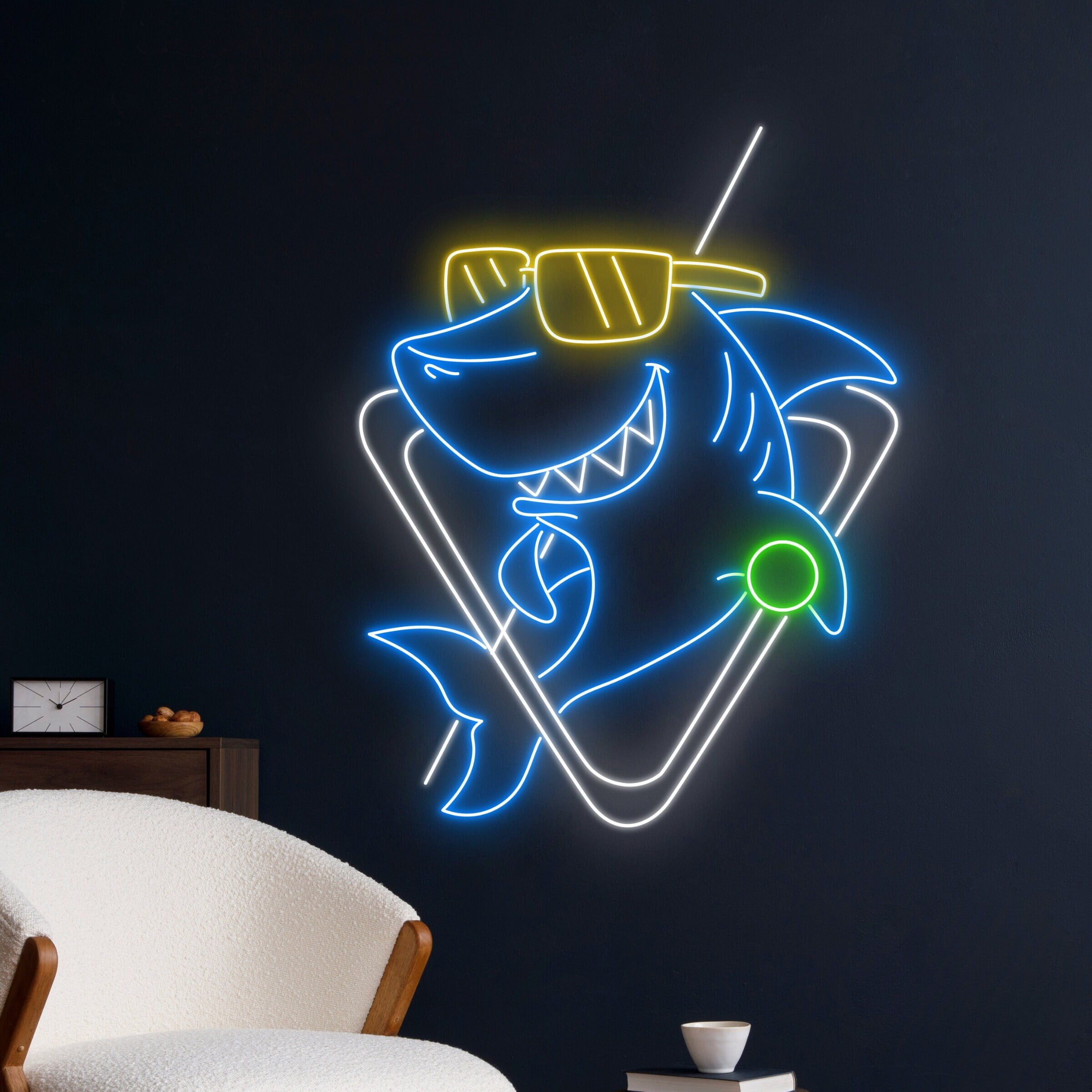 Handmadetneonsign Shark Billiard Neon Sign, Pool Shark Neon Light ...