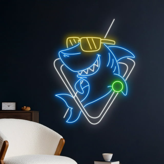 Handmadetneonsign Shark Billiard Neon Sign, Pool Shark Neon Light ...