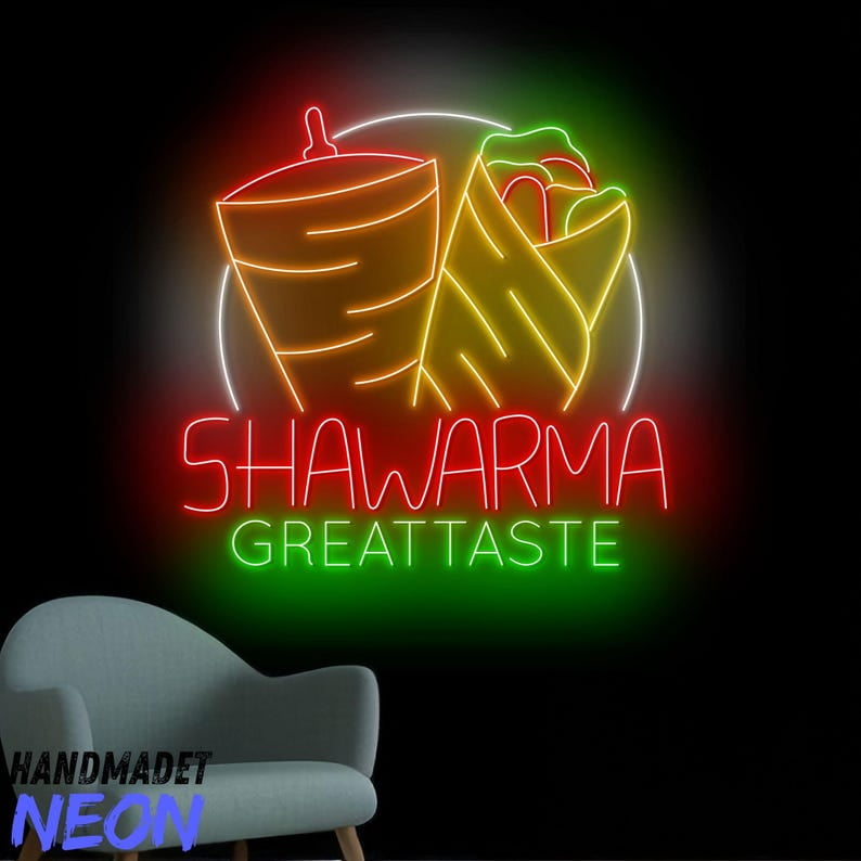 Handmadetneonsign Shawarma Great Taste Neon Sign, Shawarma Led Sign ...