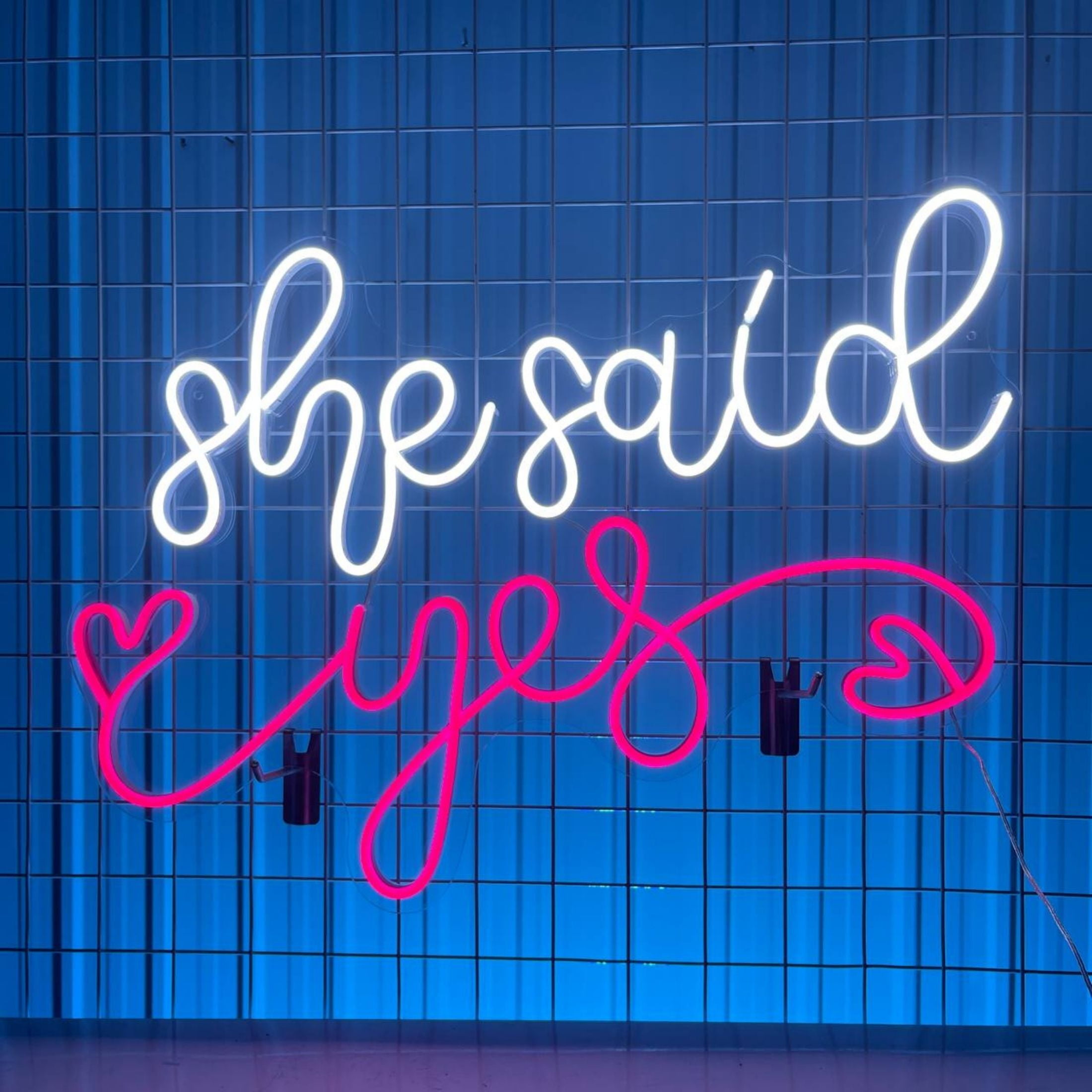 Handmadetneonsign She Said Yes Neon Sign, Weeding Quote Wall Art Decor ...