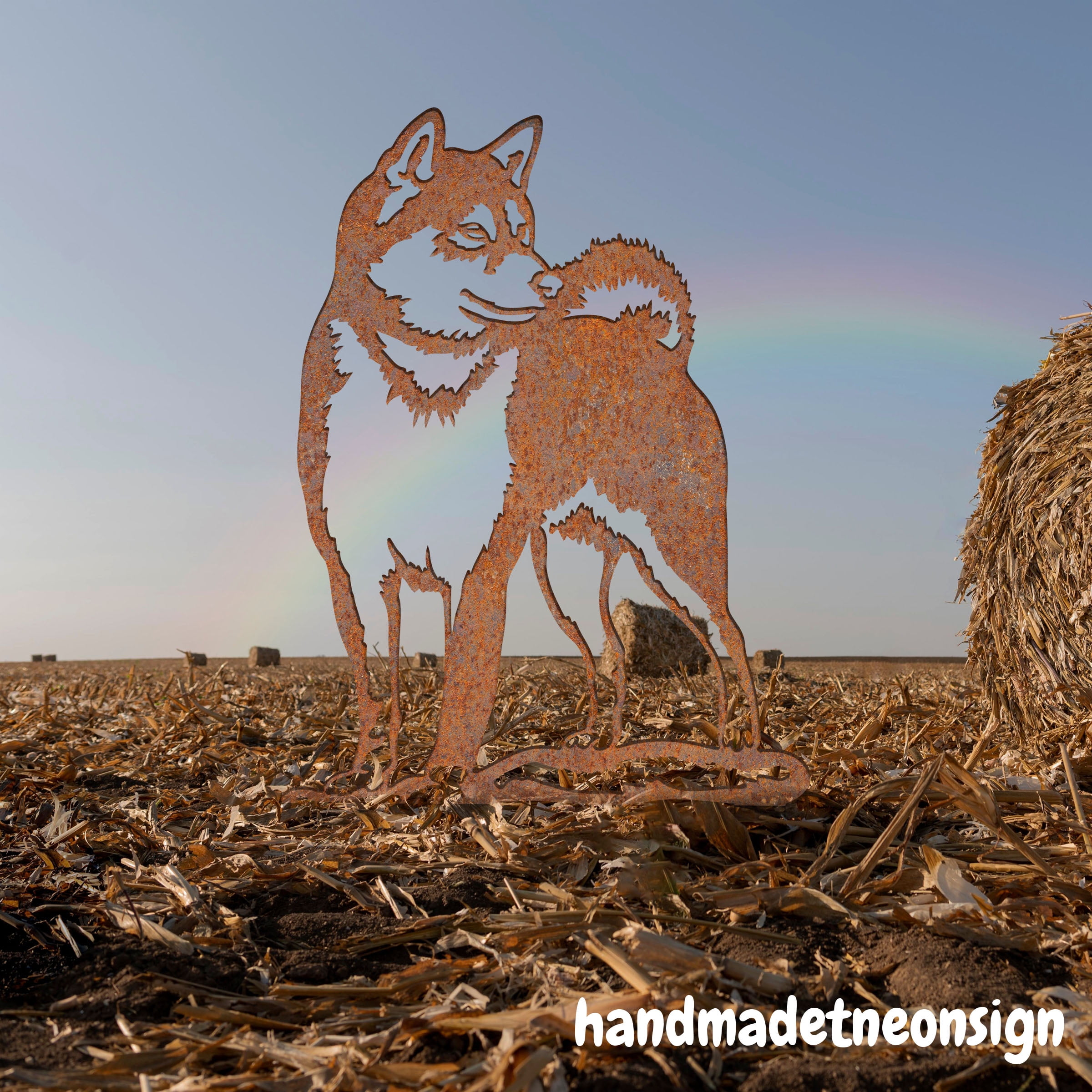 Handmadetneonsign Shiba Inu Dog Rusty Metal Stake, Shiba Inu Rusty ...