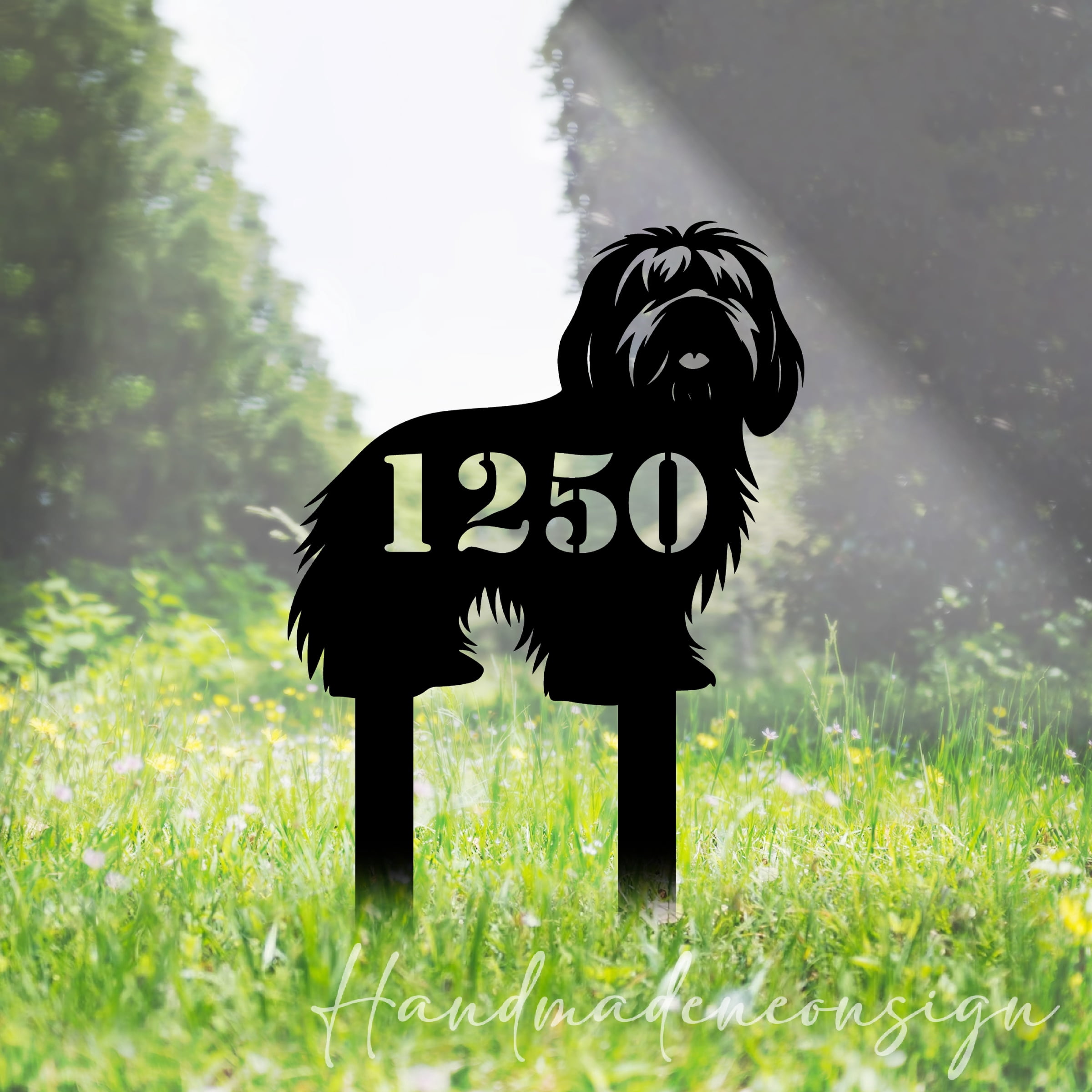 Handmadetneonsign Shih Tzu Metal With Stake, Shih Tzu Dog Metal Stake ...
