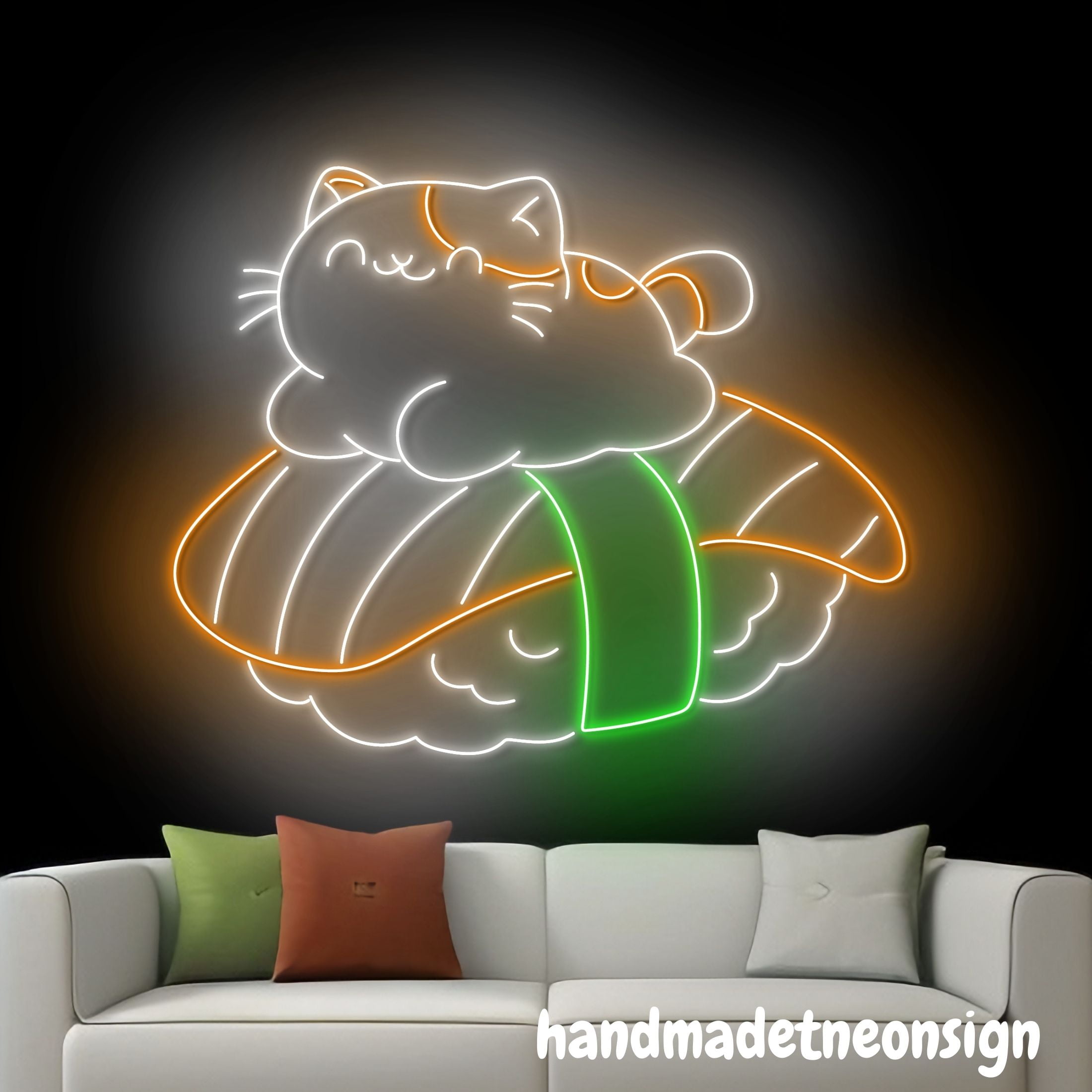 Handmadetneonsign Shushi Cat Neon Sign, Japanese Restaurant Led Light ...
