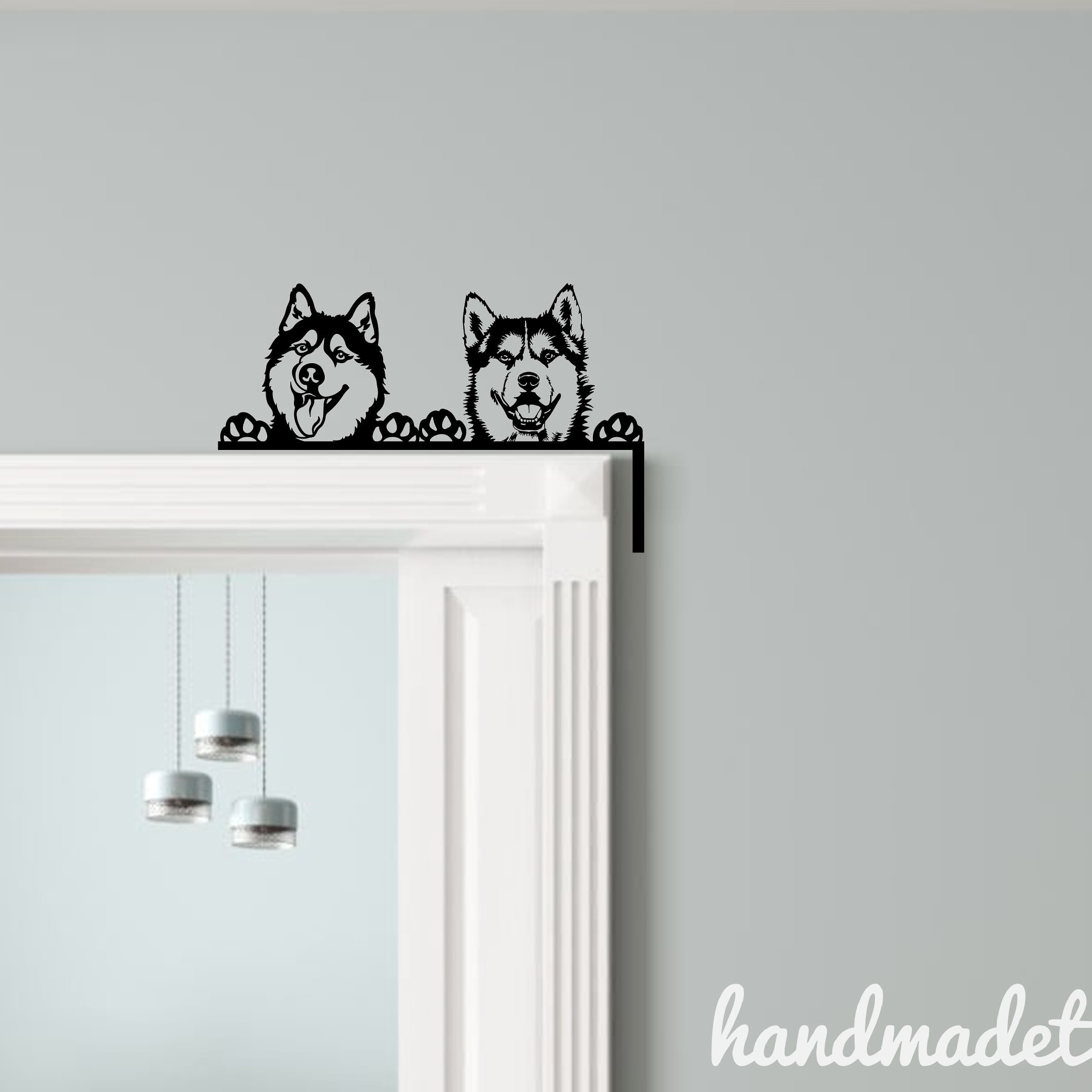 Handmadetneonsign Siberian Husky Door Corner Sign, Pet Dog Metal Door ...