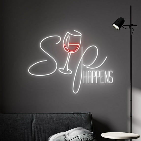 Handmadetneonsign Sip Happens Neon Sign, Sip Happens LED Light, Sip ...