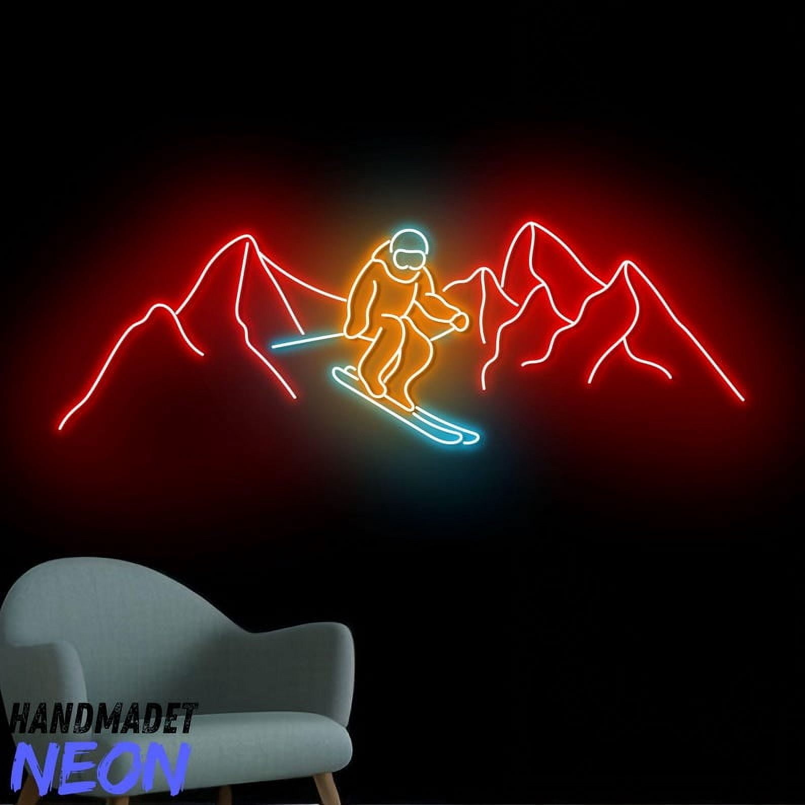 Handmadetneonsign Skiing Neon Sign, Man Skiing Led Sign, Skiing Player ...