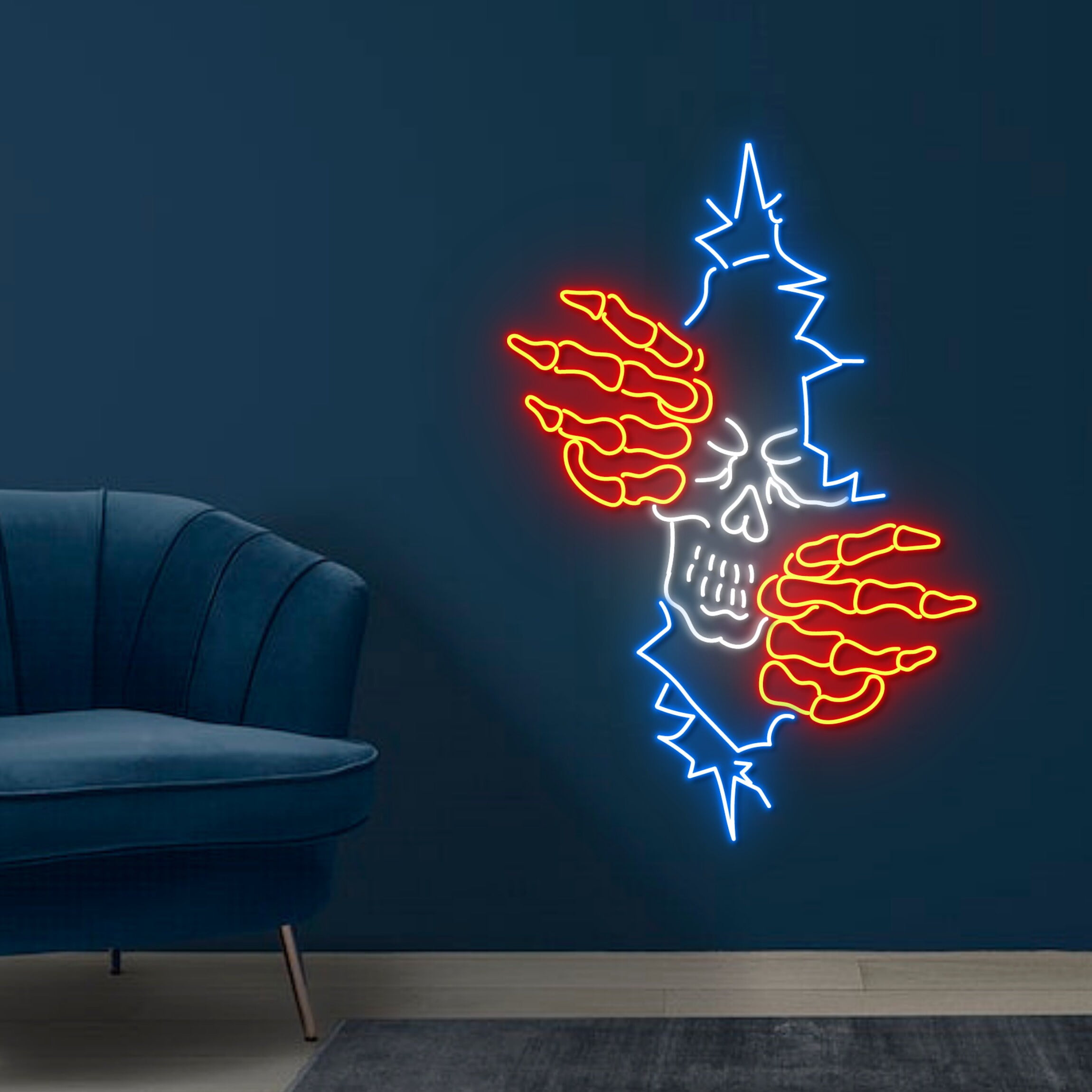 Handmadetneonsign Skull Breaking Led Neon Sign, Skull Neon Sign, Wall ...