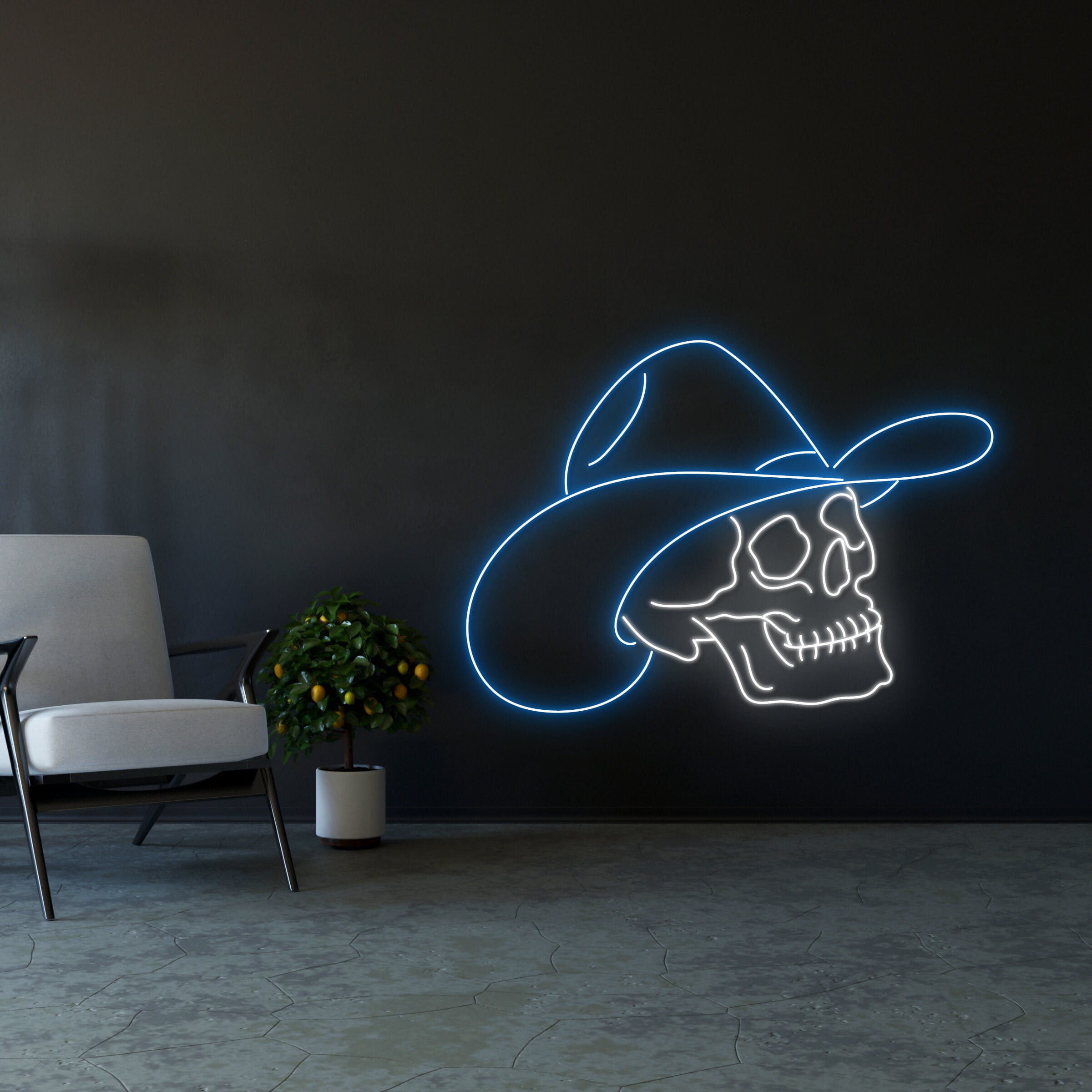 Handmadetneonsign Skull Cowboy Led Sign, Skull Cowboy Neon Sign, Wall ...