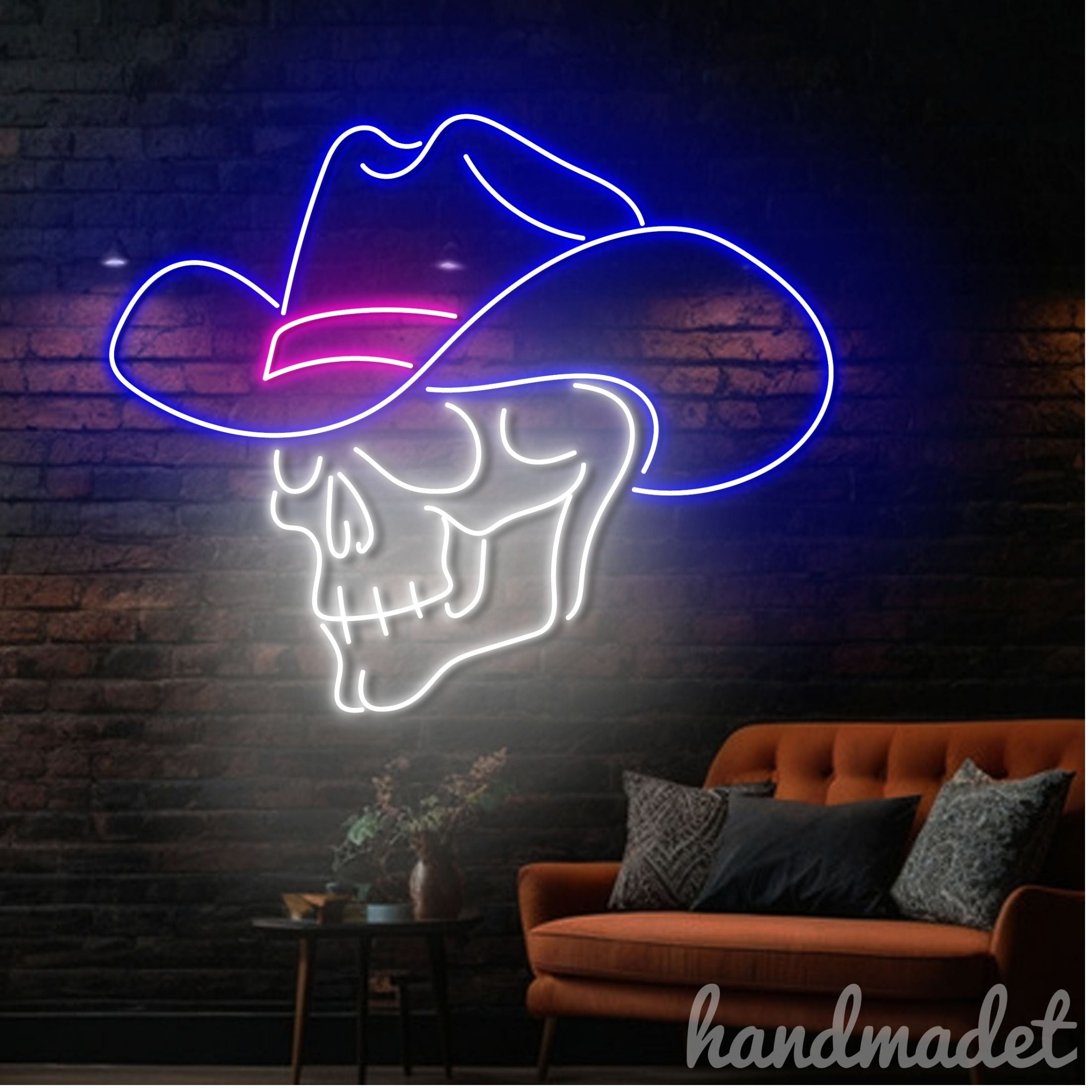 Handmadetneonsign Skull Neon Sign, Skeleton Neon Light Wall Art Decor ...