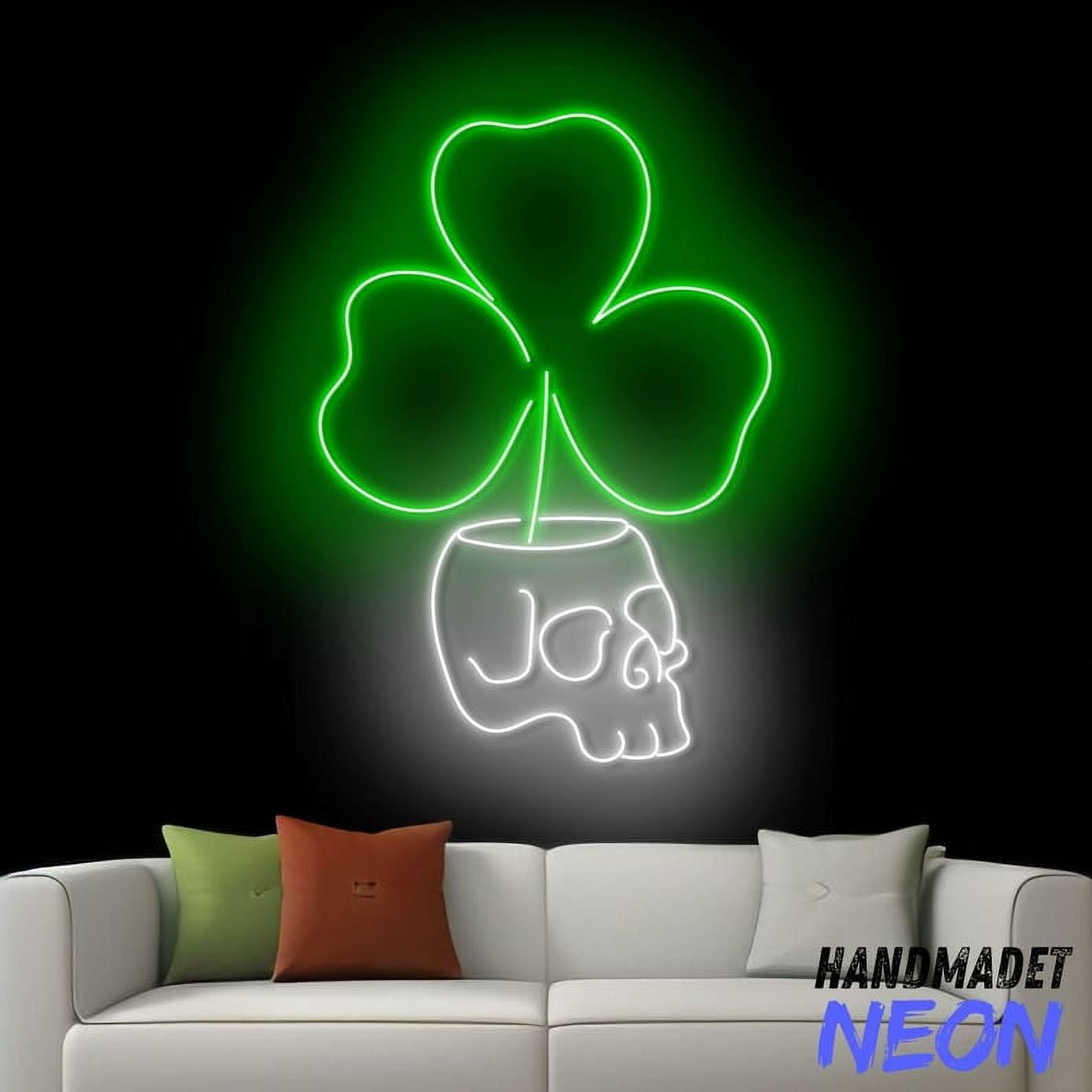 Handmadetneonsign Skull Shamrock Neon Sign, Skeleton Light For St ...