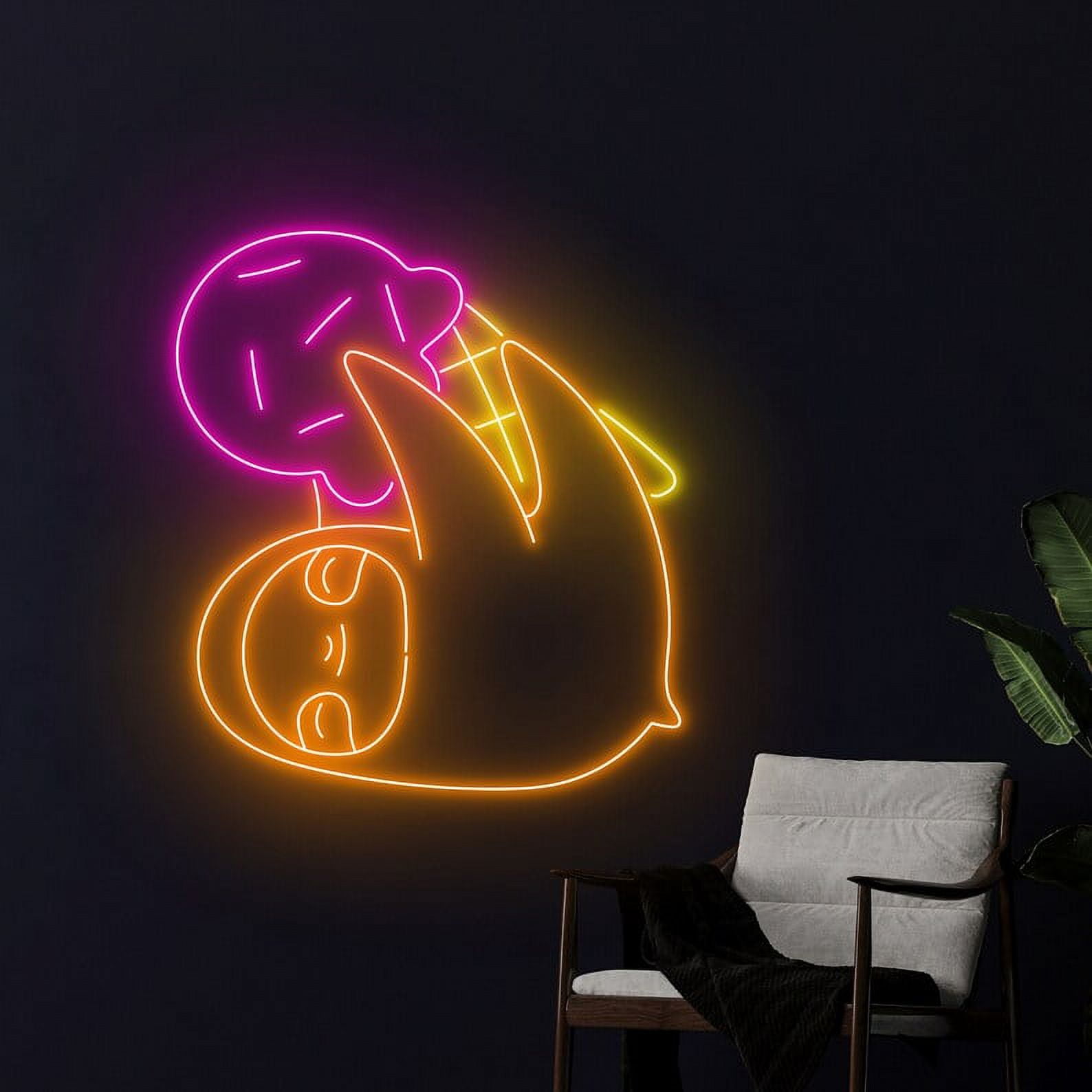 Handmadetneonsign Sloth Ice Cream Neon Sign, Ice Cream Store Neon Led ...