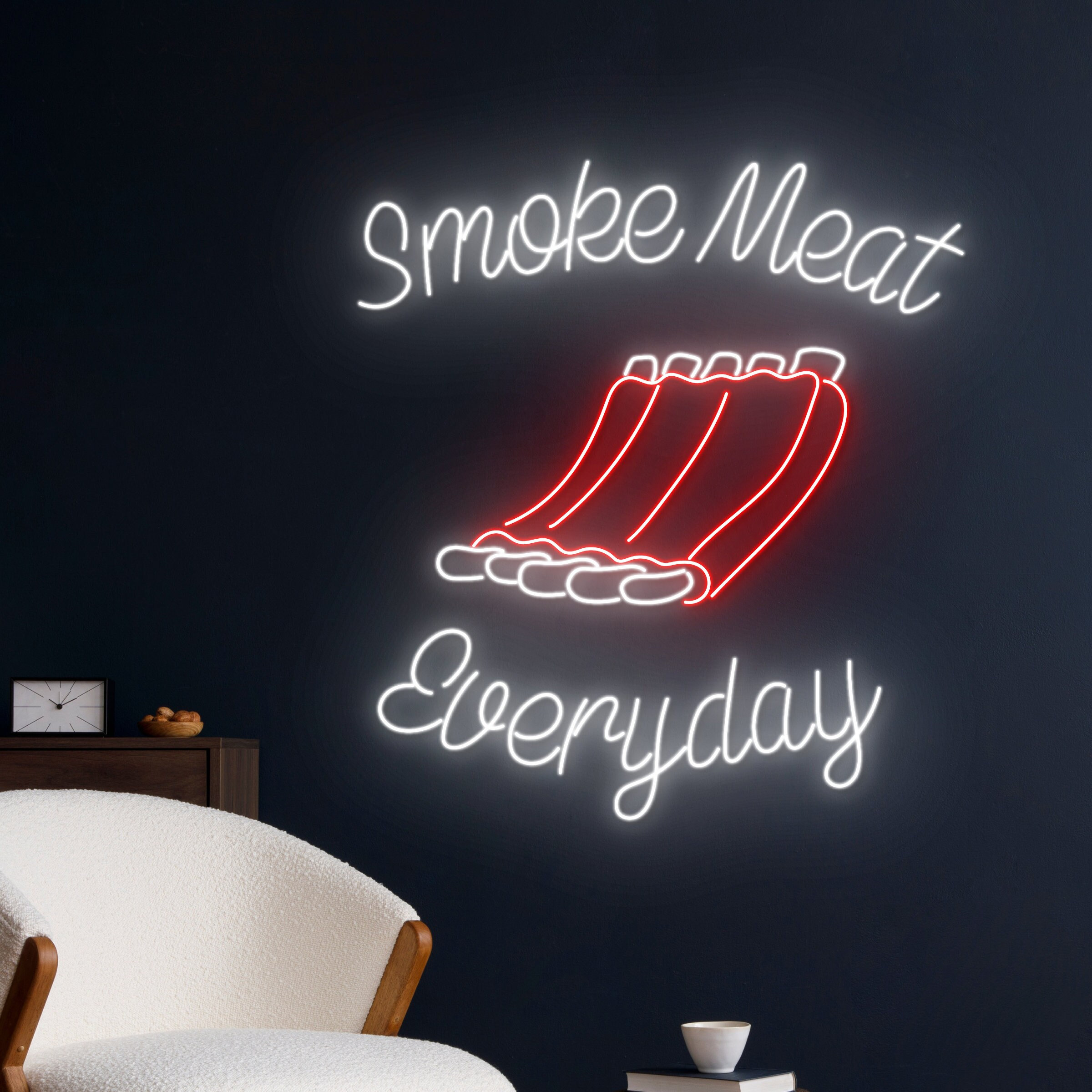 Handmadetneonsign Smoke Meat Everyday Neon Light, Smoke Meat Grill Neon ...