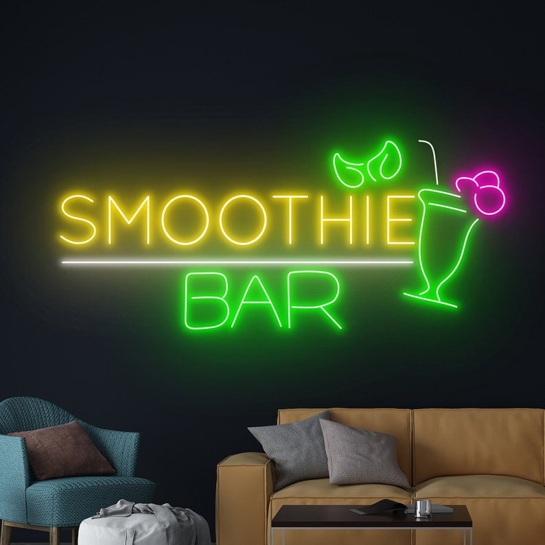 Handmadetneonsign Smoothie Bar Neon Sign, Smoothie Fruit Wall Art Decor ...