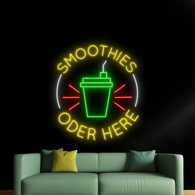 Handmadetneonsign Smoothies Open Here Neon Sign, Smoothies Wall Art ...