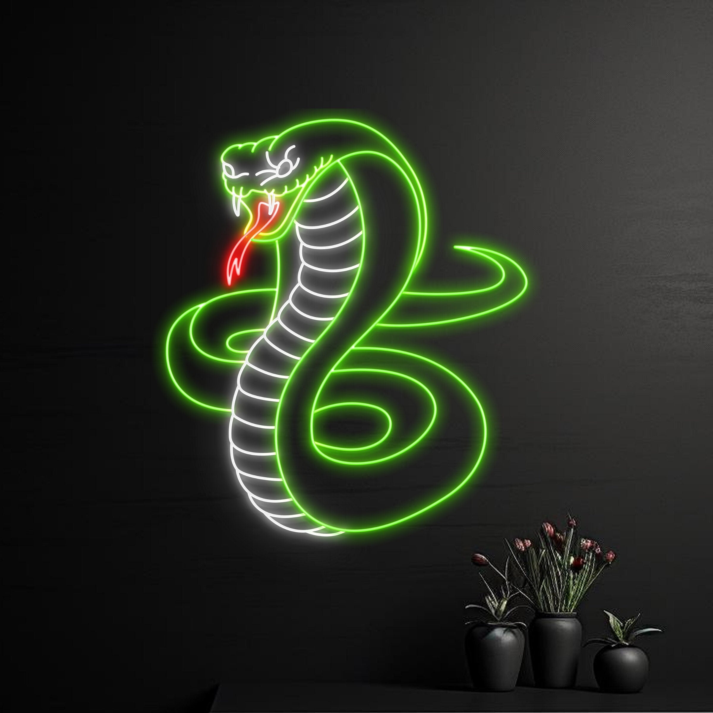 Handmadetneonsign Snake Neon Light, Snake Led Sign, Snake Neon Sign ...