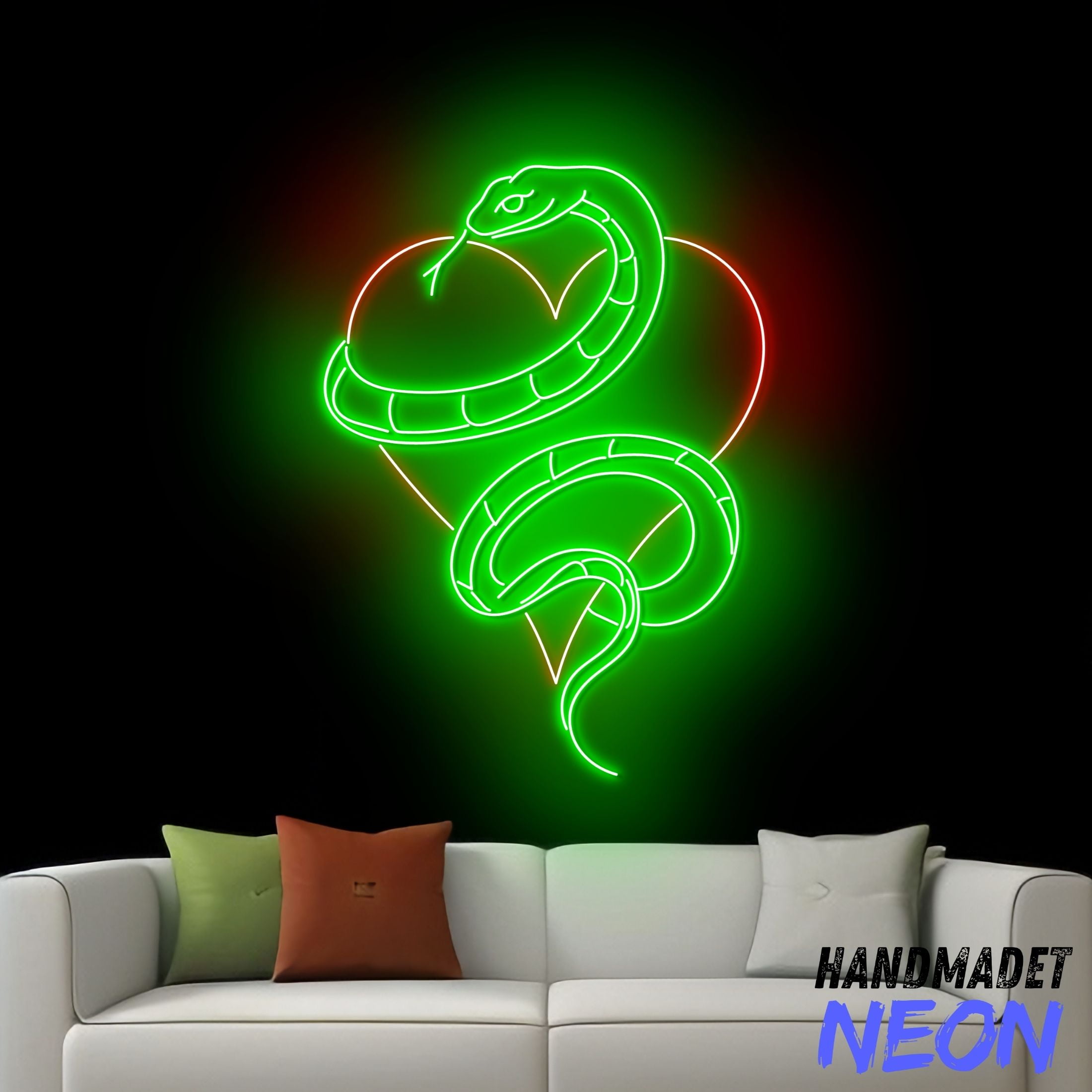 Handmadetneonsign Snake Wrapping Around A Heart Neon Sign, Snake Wall ...