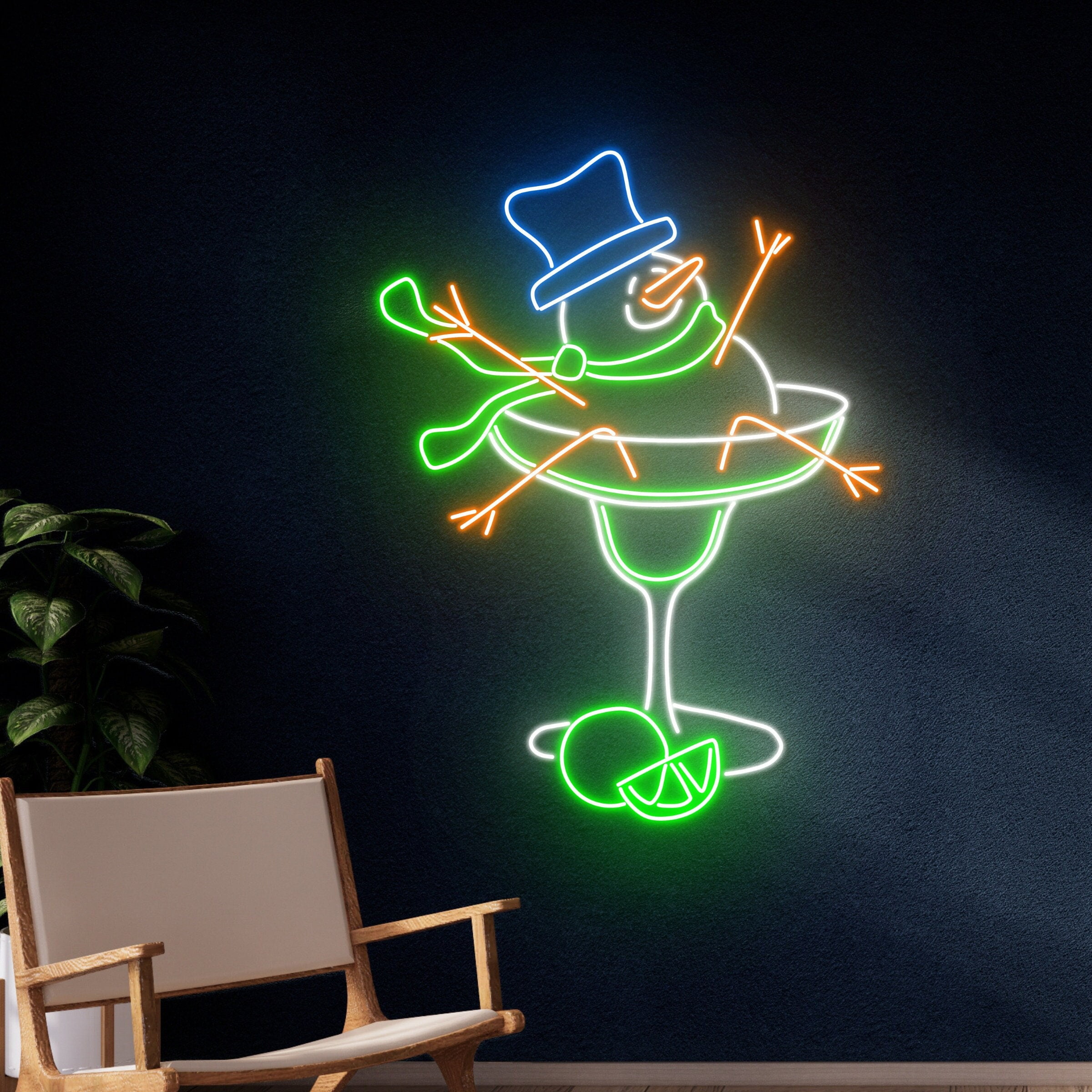 Handmadetneonsign Snowman Margarita Neon Sign, Margarita Snowman Led ...
