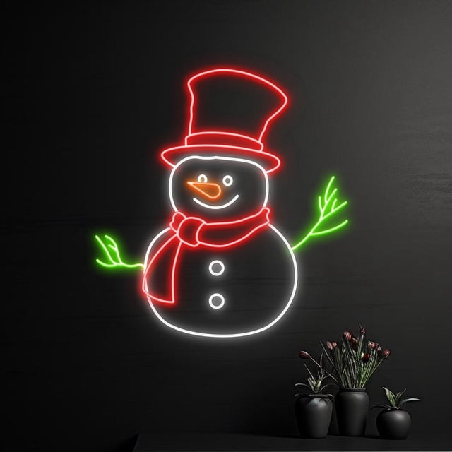 Handmadetneonsign Snowman Neon Sign, Snow Man Led Sign, Snowman Neon ...