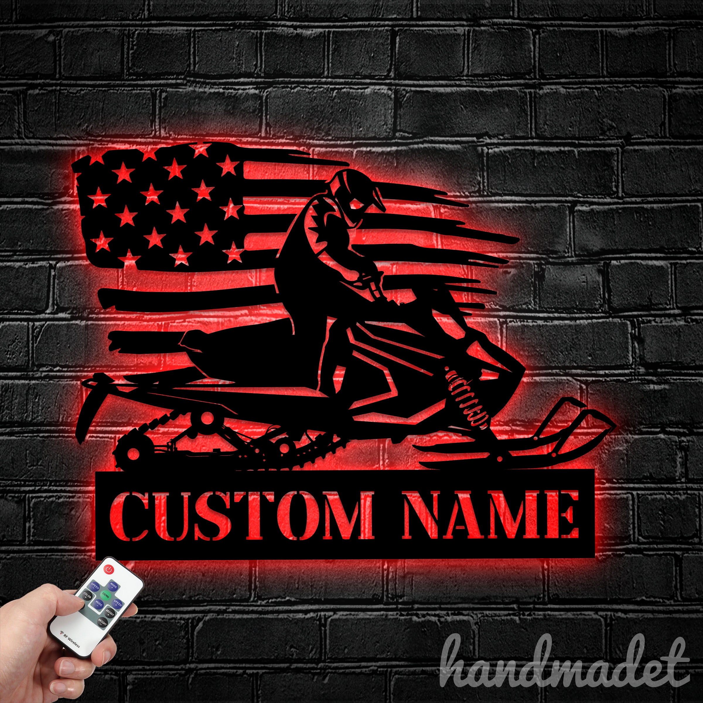 Handmadetneonsign Snowmobile Metal Wall Art Light, Snowmobile Metal ...