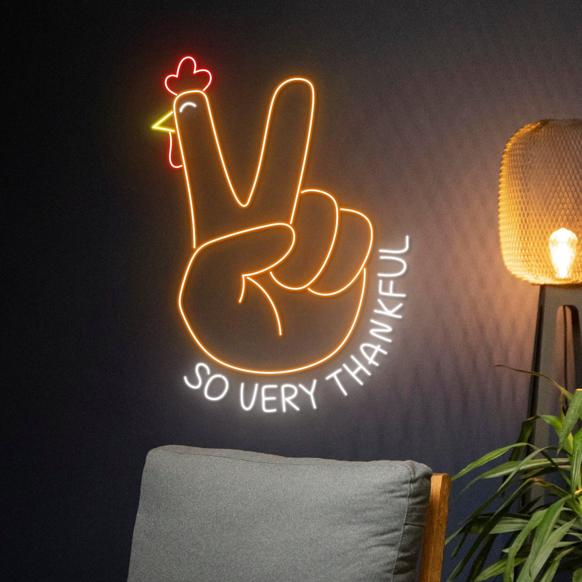 Handmadetneonsign So Very Thankful Turkey Peace Hand Neon Sign, Peace ...