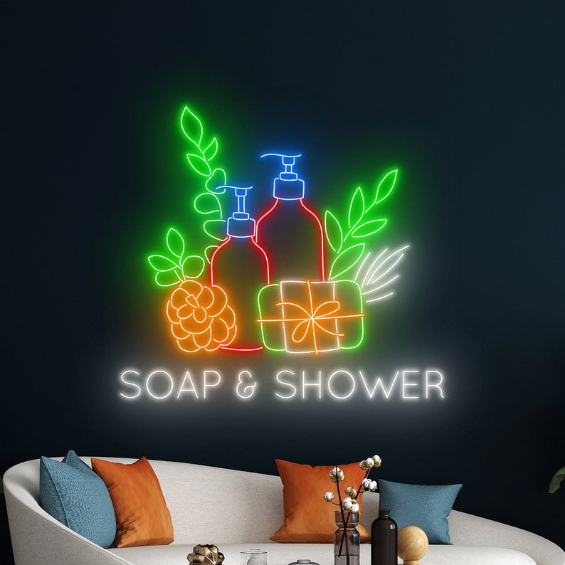 Handmadetneonsign Soap And Shower Led Sign, Soap And Shower Neon Light ...