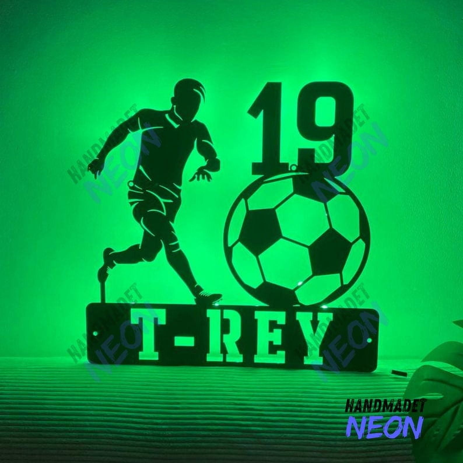 Handmadetneonsign Soccer Player Metal Sign, Soccer Ball Metal Light ...