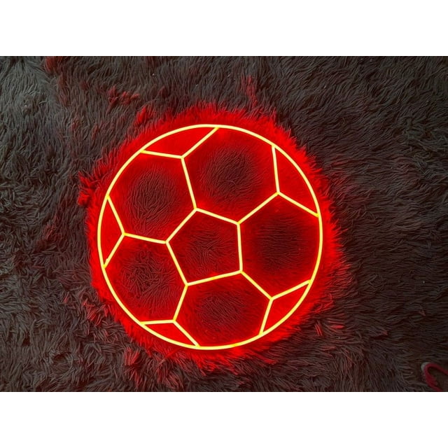 Handmadetneonsign Soccer ball Neon Sign, Football Led Sign, Wall Decor ...