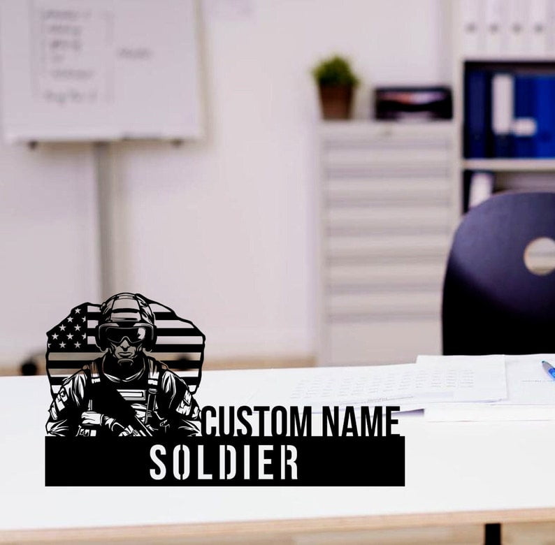 Handmadetneonsign Soldier Metal Nameplate, Soldier Desk Nameplate ...