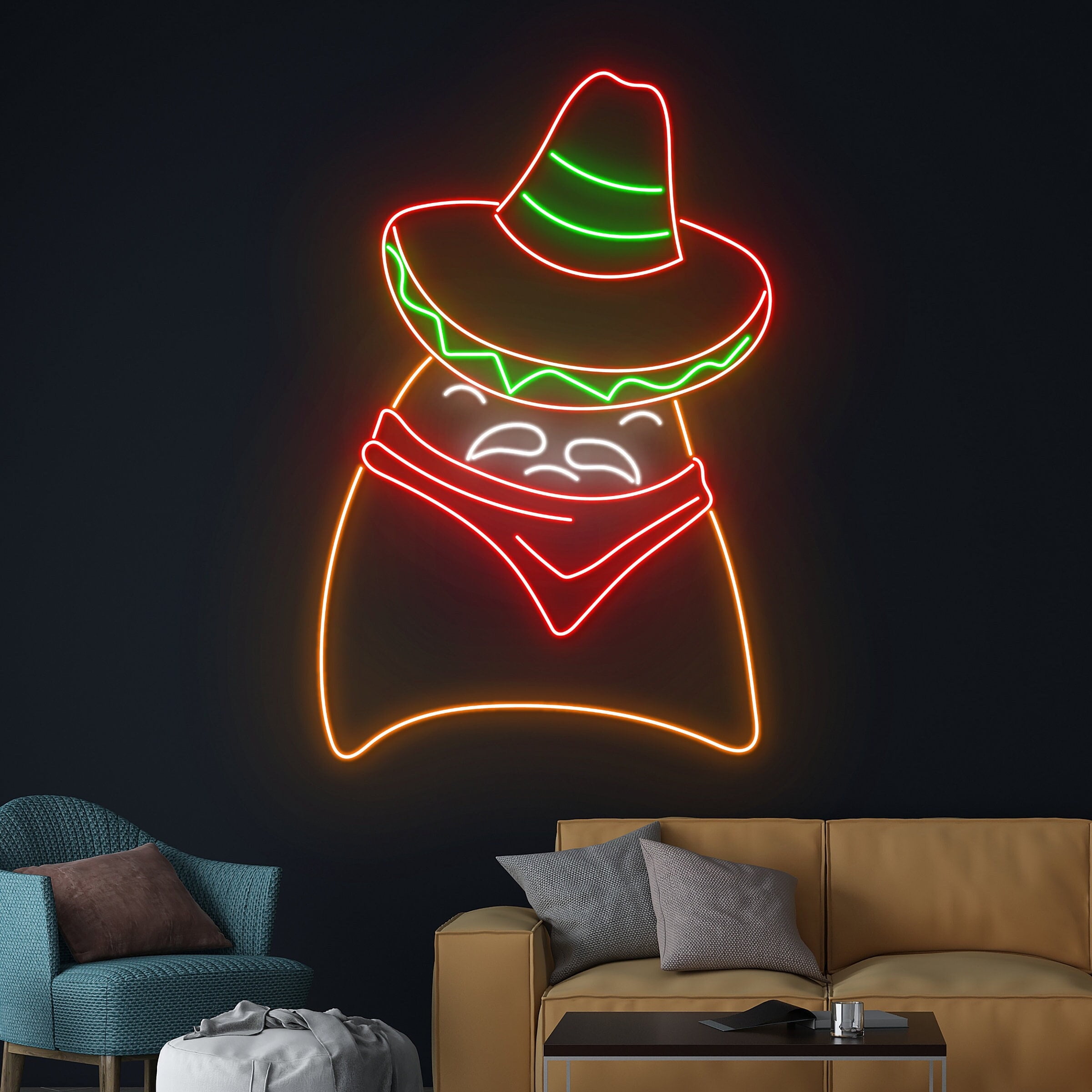 Handmadetneonsign Sombrero Hat Nachos Neon Sign, Nachos LED Light ...