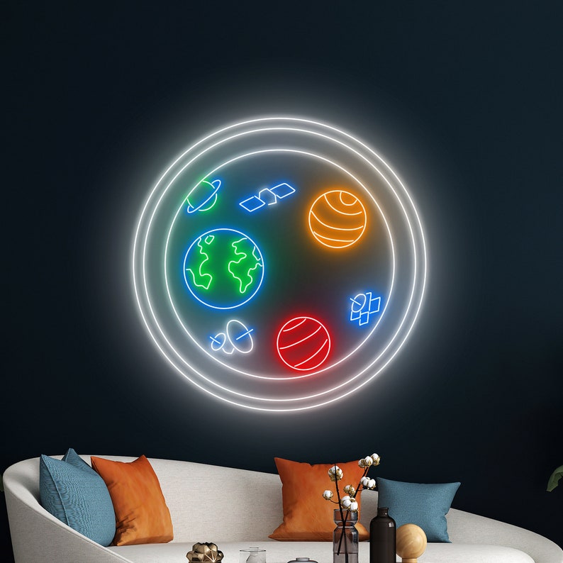 Handmadetneonsign Space Window Neon Sign, Planet Wall Art Decor, Solar ...