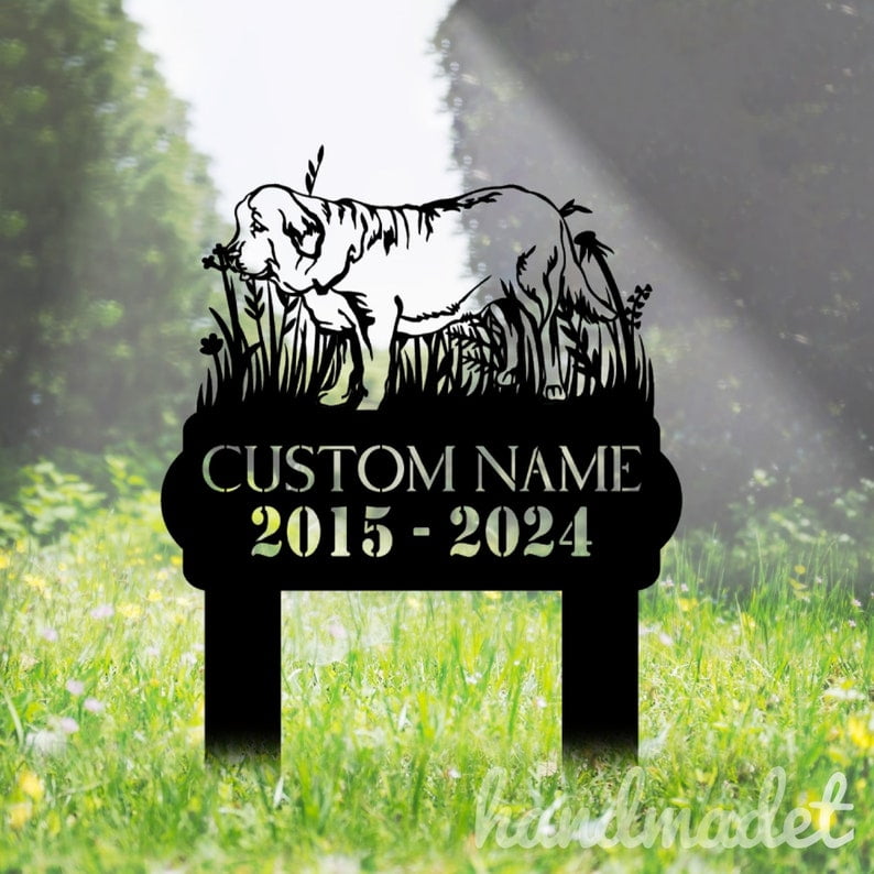 Handmadetneonsign Spanish Mastiff Dog Memorial Metal With Stake, Dog Stake Metal Name Sign Stake ...