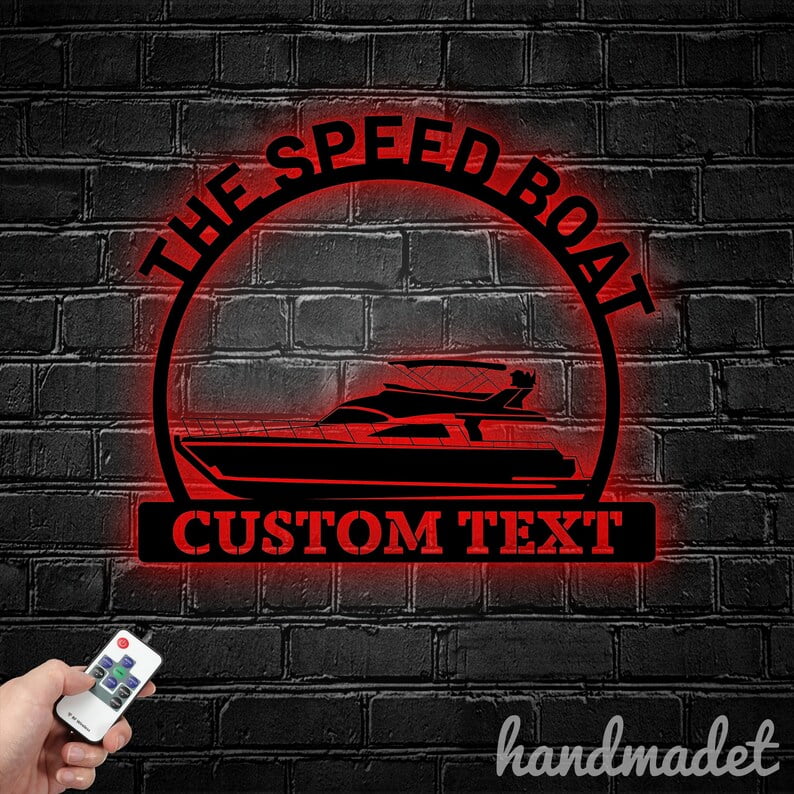 Handmadetneonsign Speed Boat Metal Wall Art, Boat Metal Sign Wall Decor ...