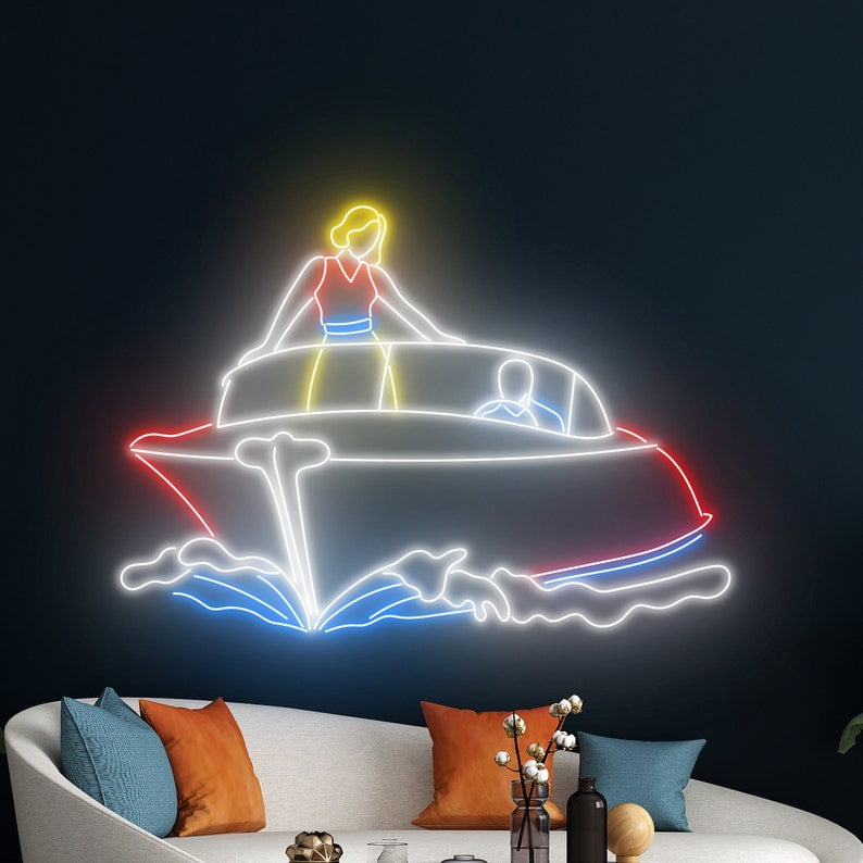 Handmadetneonsign Speed Boat Neon Sign, Girl On Speed Boat Led Sign ...
