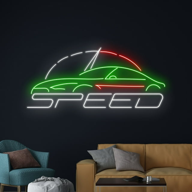 Handmadetneonsign Speed Racing Car Neon Sign, Sport Car Led Sign, Car ...