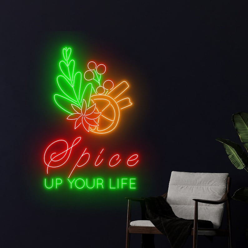 Handmadetneonsign Spices Up Your Life Neon Sign, Juice Wall Art Decor ...