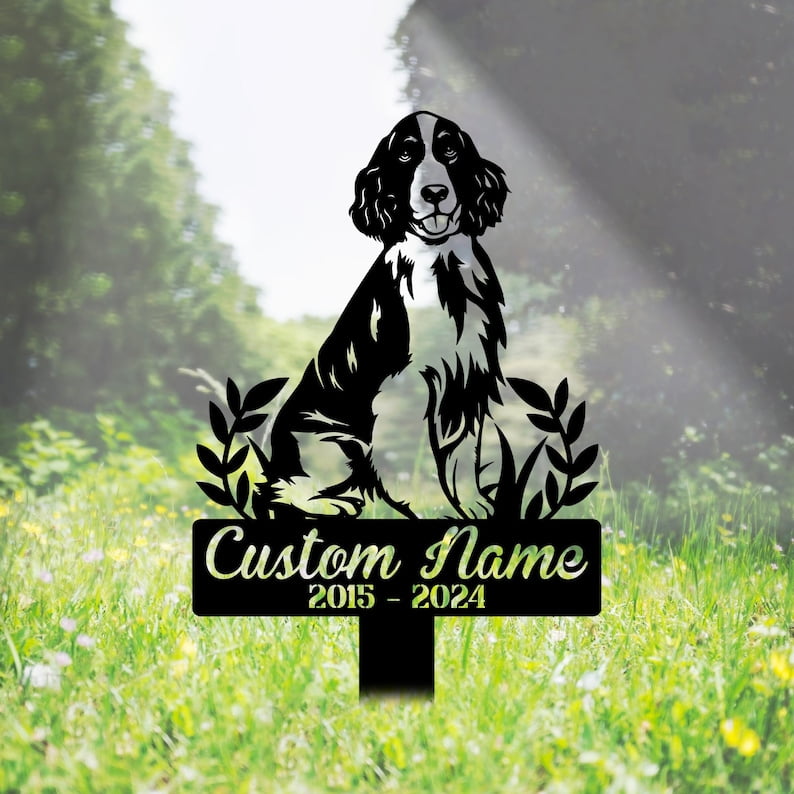 Handmadetneonsign Springer Spaniel Dog Memorial Metal With Stake ...