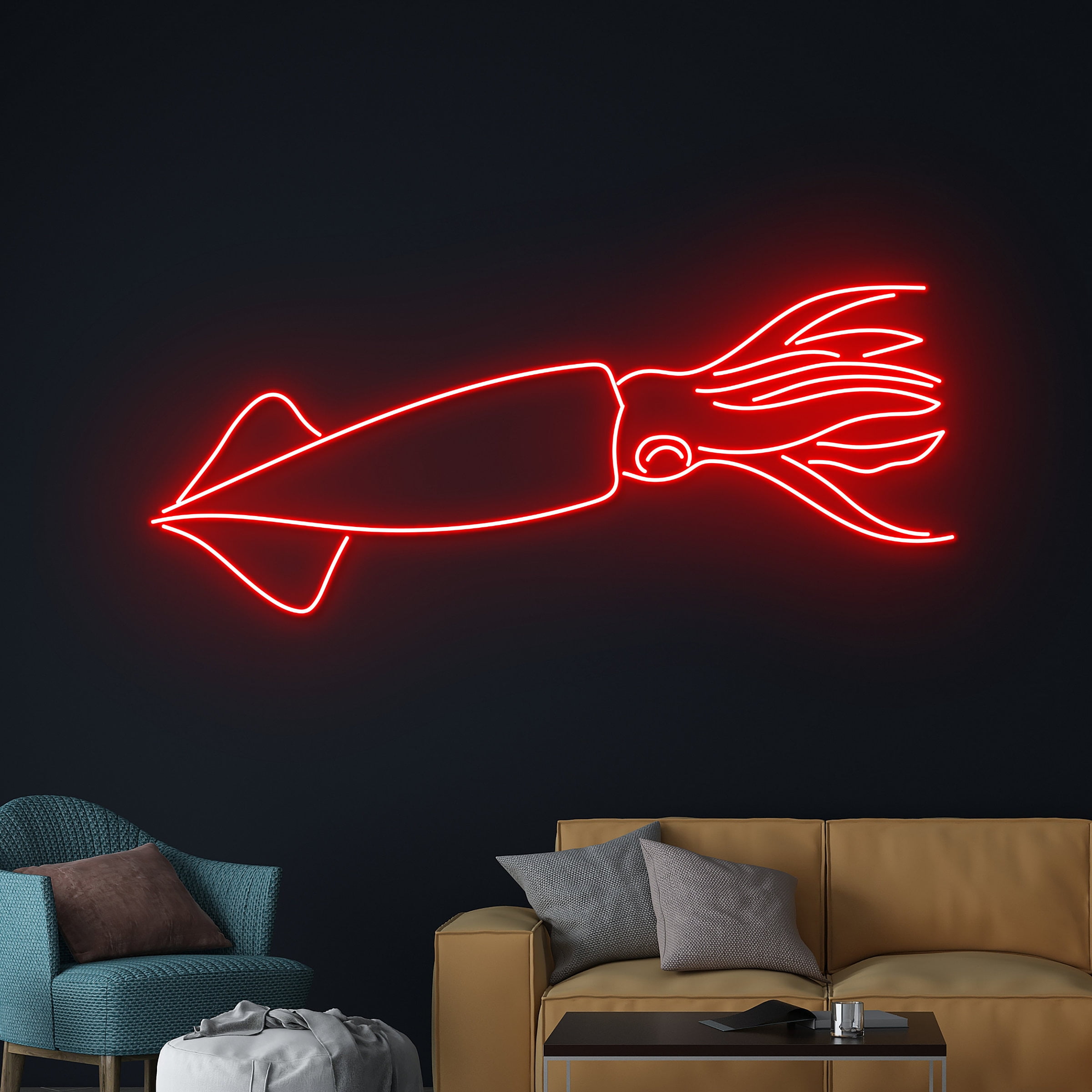 Handmadetneonsign Squid Neon Sign, Sea Food Led Sign, Octopus Led Light ...
