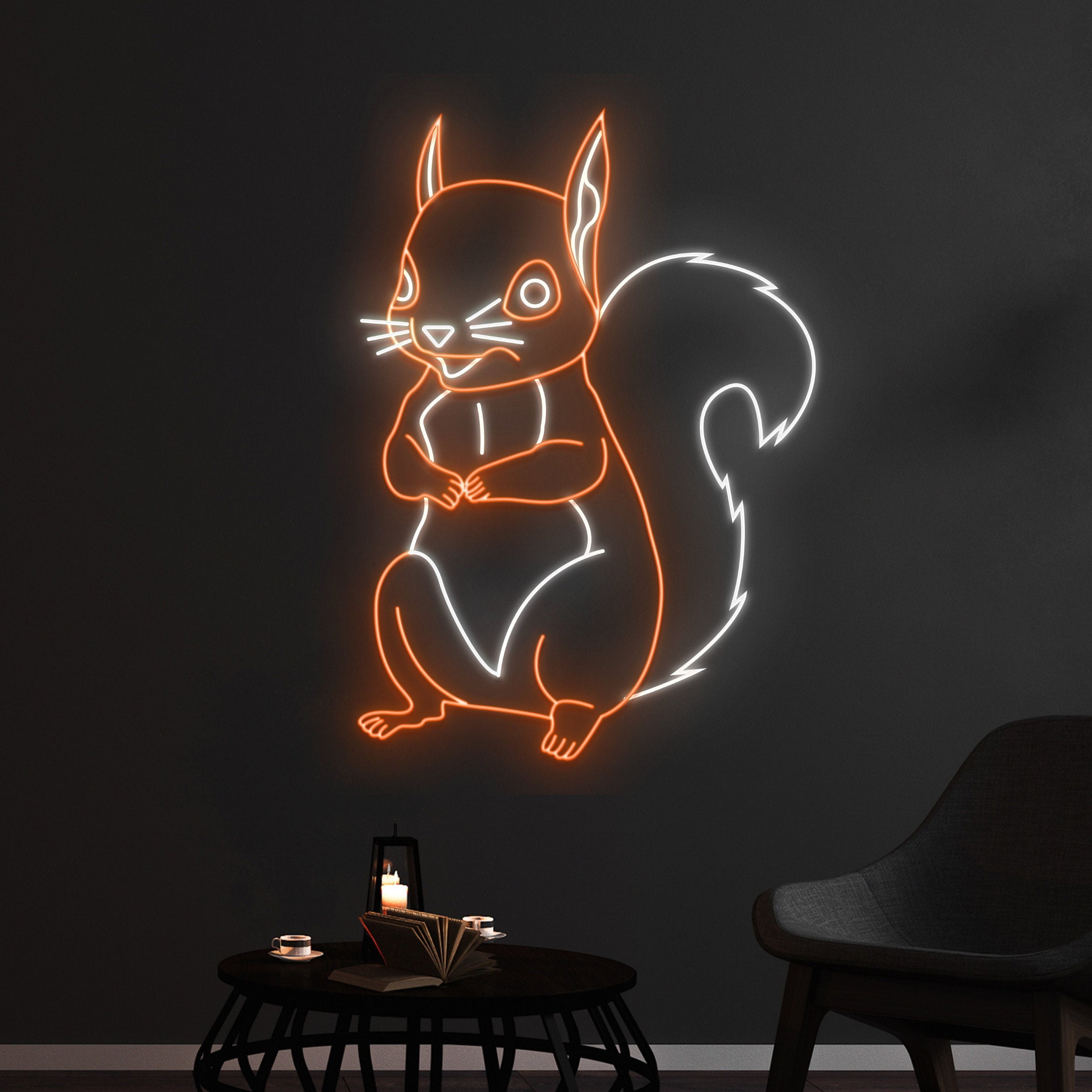 Handmadetneonsign Squirrel Neon Sign, Chipmunk Neon Light, Squirrel Led ...