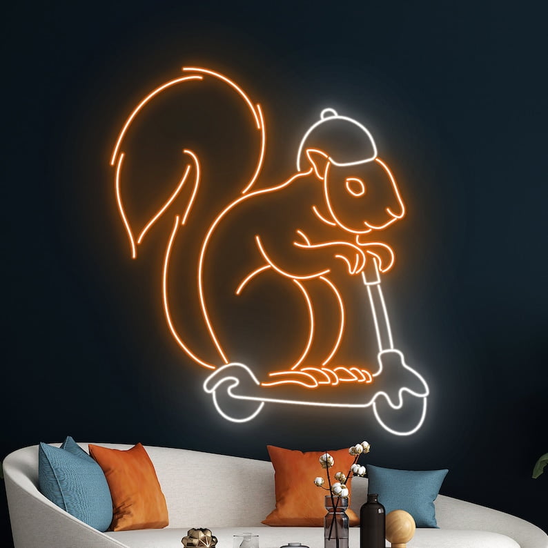 Handmadetneonsign Squirrel Neon Sign, Squirrel Glasses Neon Light ...